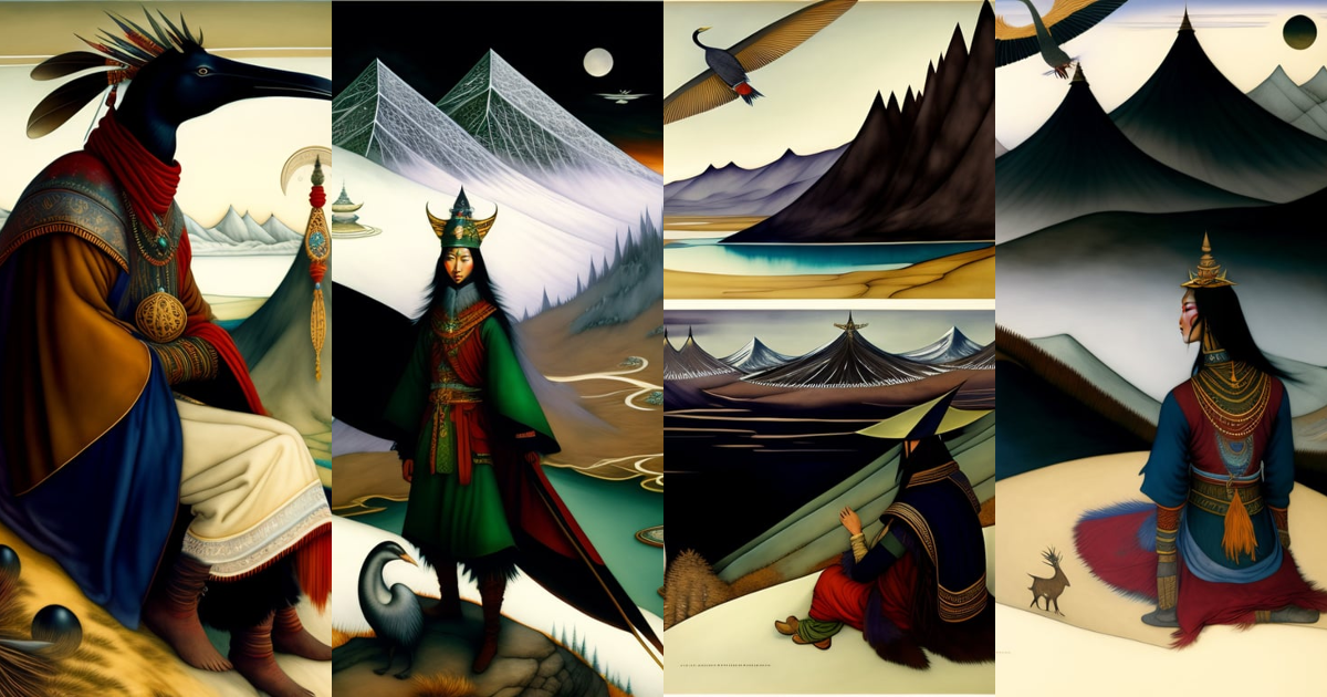 Lexica - Lmongolian tengri shaman in tengriism clothes, meditating atop ...