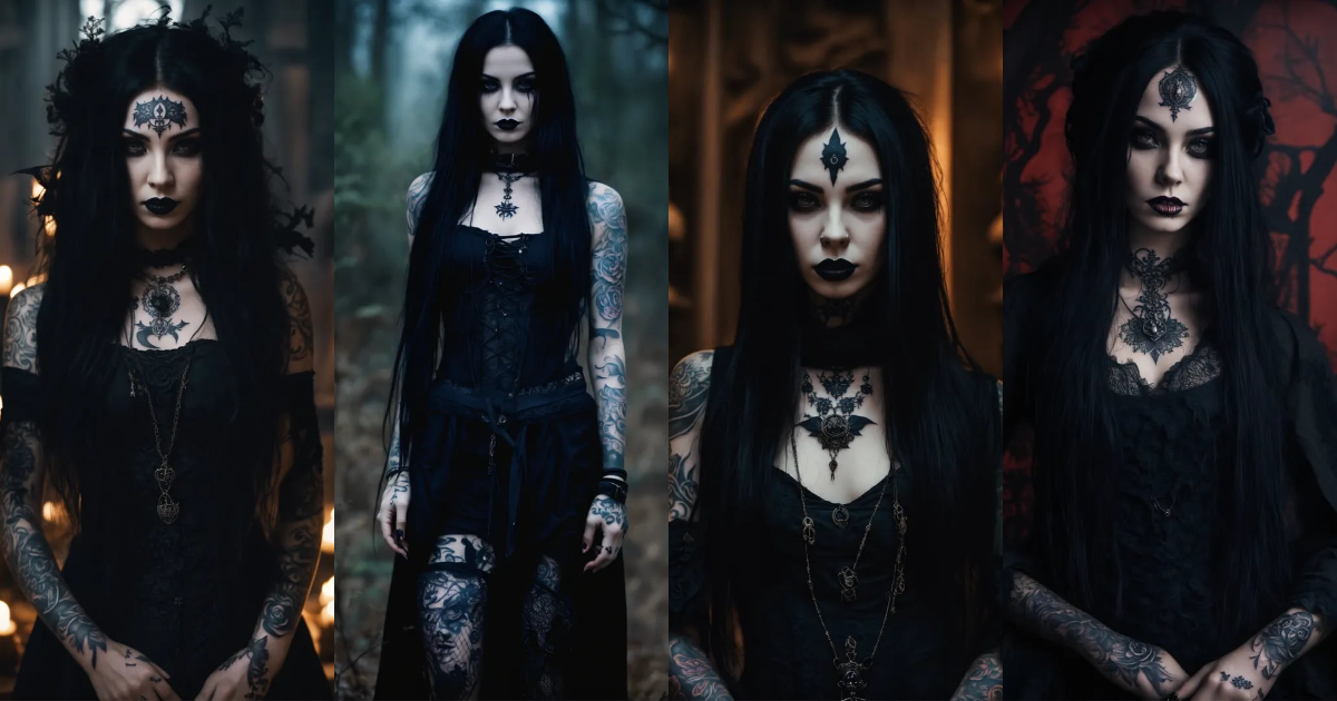 Lexica - A scary girl, full body, pale skin, long crazy black hair ...