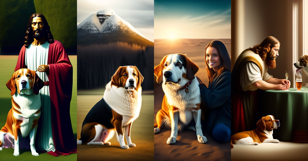 Lexica - Jesus have fun with dog