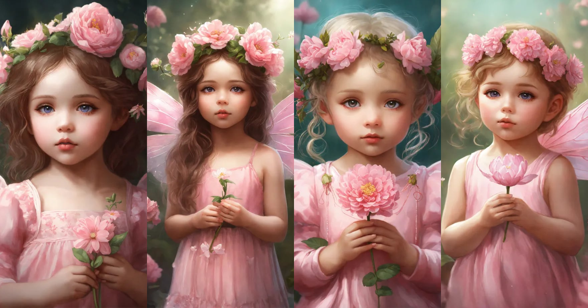 Lexica - Portrait and shot full body of a cute little pink fairy Baby ...