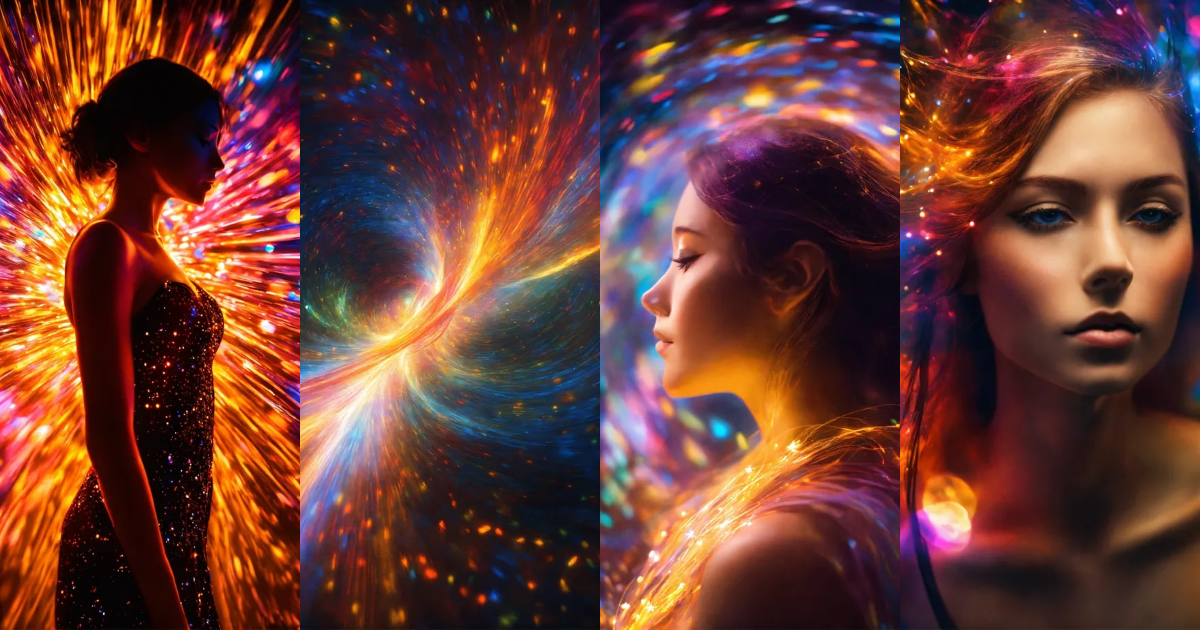 Lexica - An abstract glow big x-ray girl, stars composed of vibrant ...