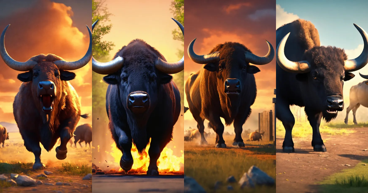 Lexica - 3d style animation cartoon killed buffalo knock down attack on ...