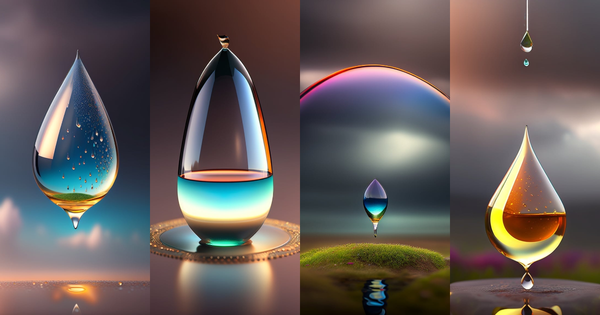 Lexica - Illustrate a raindrop gracefully descending from the sky ...