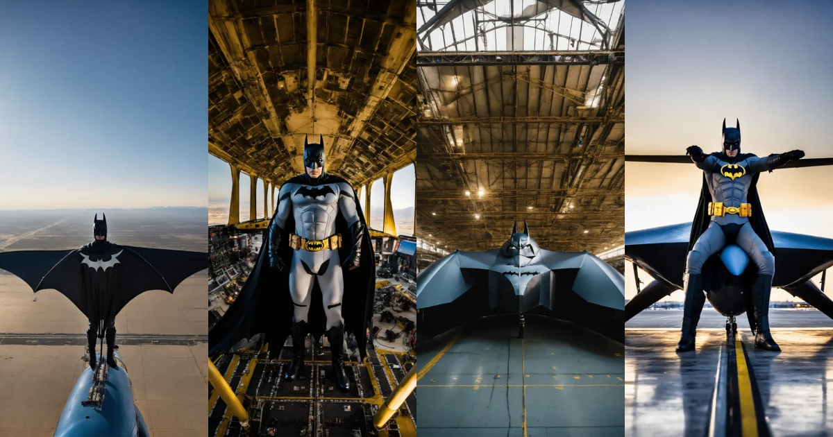Lexica - Batman poses on the world's largest plane on a clear reality ...