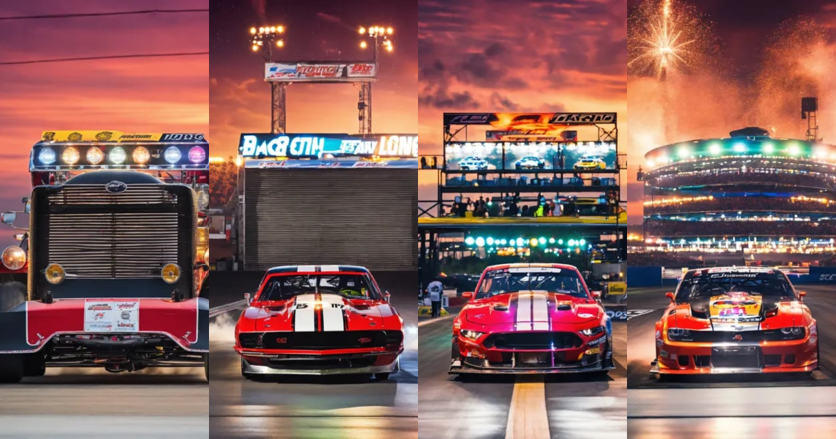 Lexica - Drag race car, dragstrip with start lights, race tower in the ...