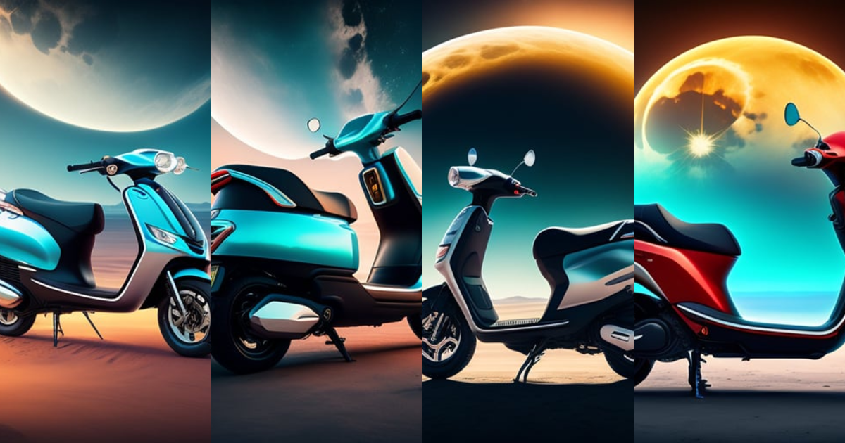 Lexica - Futuristic scooter, electric, on surface of moon, earth view ...