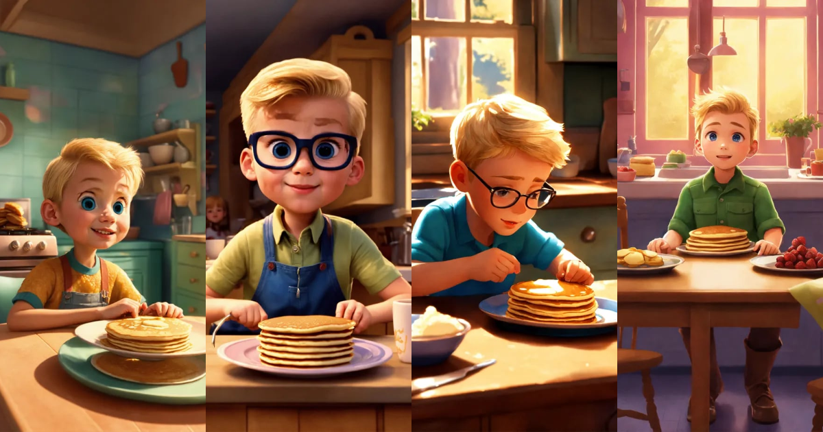 Lexica - A pixar animated scene of 8 year old blond chris evans at the ...