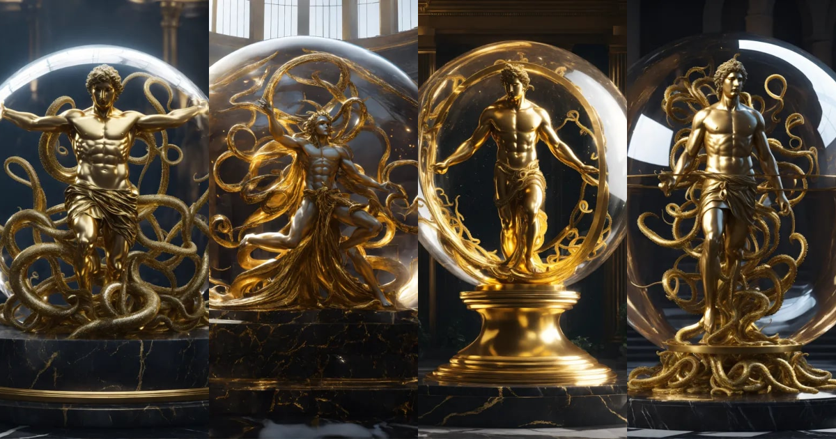 Lexica - A statue of a transparent sphere arounded by tentacles greek ...