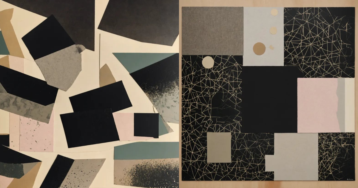 Lexica - Fragments, riso design, texture, pastels black cream, forgetting