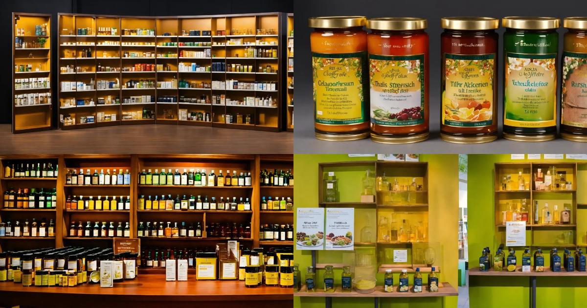 Lexica - Ausstellungsstand steht in der Apotheke auf dem Tisch. Befüllt ...