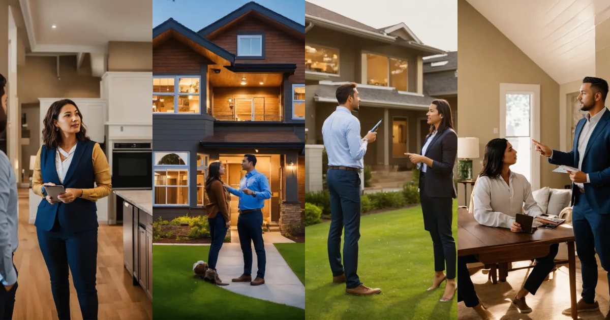 Lexica - A photo of a real estate agent showing a house to a potential ...