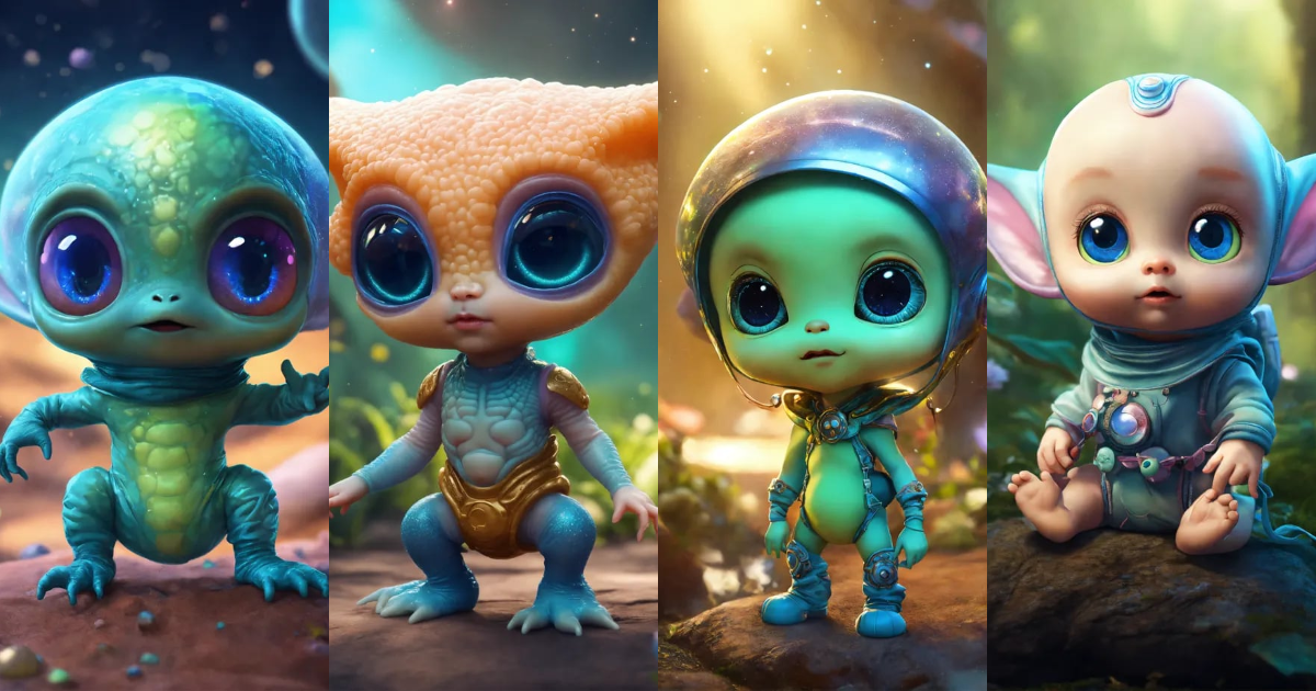 Lexica - Cute and adorable cartoon alien baby, fantasy, dreamlike ...