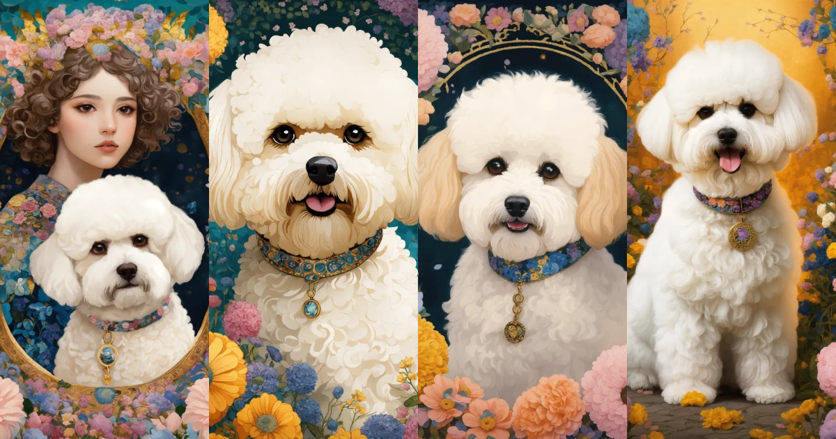 Lexica - Gustav Klimt overwhelmingly beautiful bichon friese framed ...