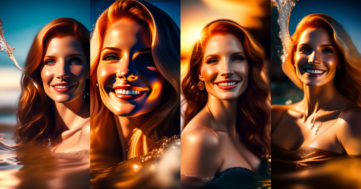 Lexica - Portrait of gorgeous woman emerging from a pool, mix of ...