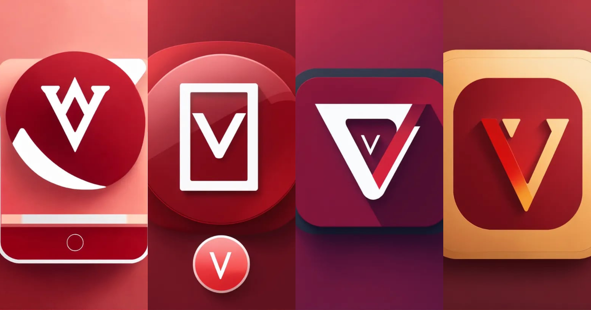 Lexica - Icon of an app with a "V" in front and a plain background with ...
