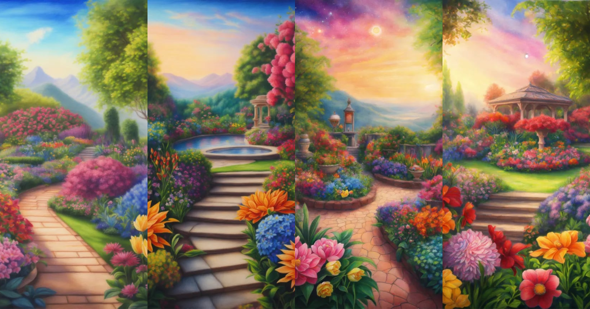 Lexica - Colored pencil realistic drawing of a beautiful garden with ...
