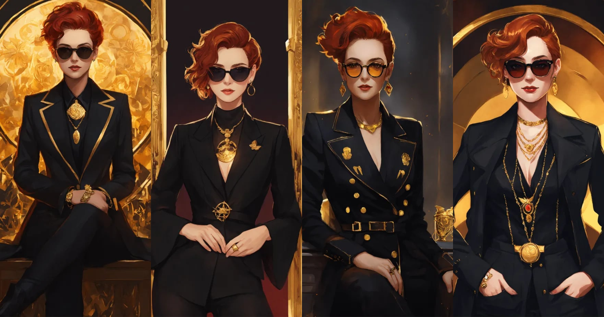 Lexica - Good omens as woman, female Crowley wearing black clothes suit ...