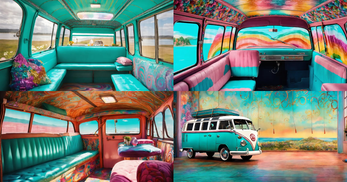 Lexica - Concept art of hyper realistic turquoise Volkswagen bus ...