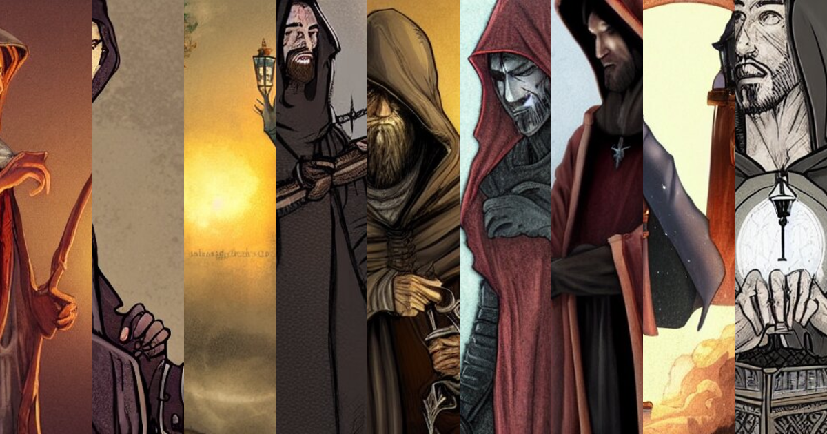 Lexica - 4 0 years old man, skinny, slim : : goatee : : hooded cloak ...