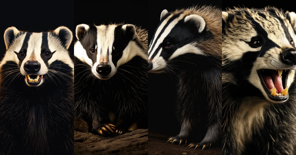 Lexica - A badger with very detailed coat and hair and face. Teeth ...