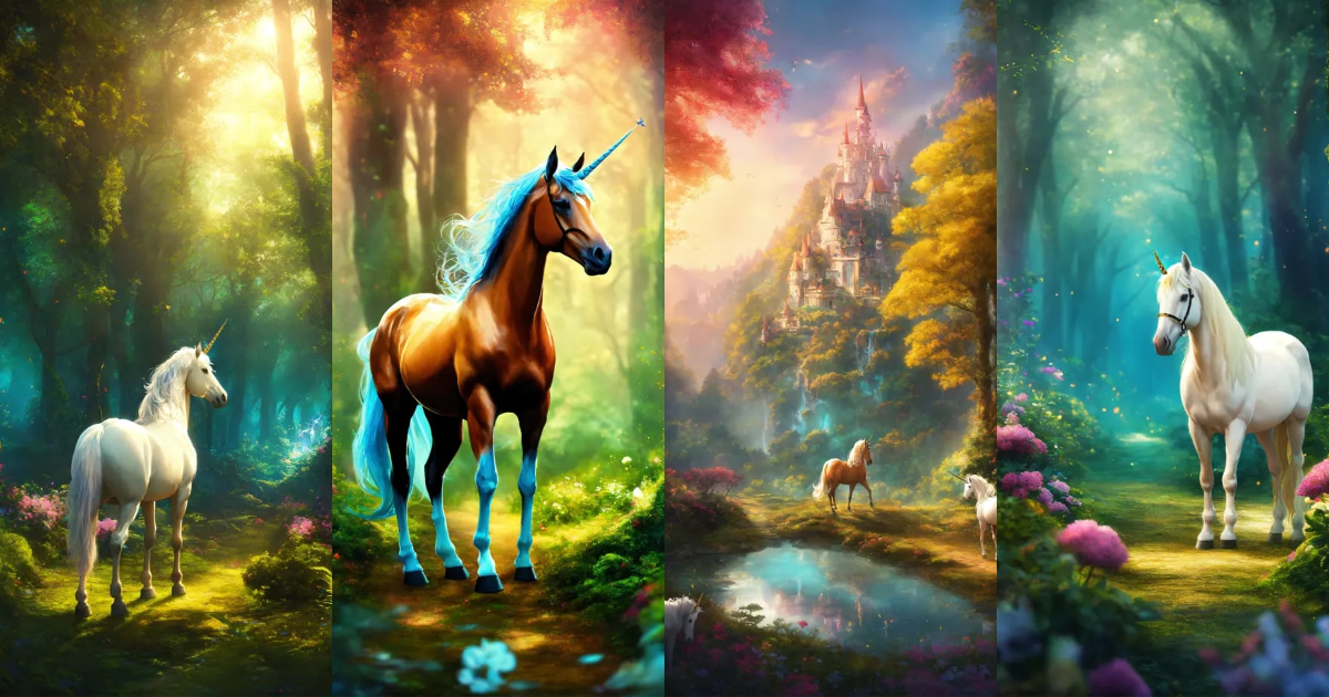 Lexica - A secret is revealed in an enchanted forest with unicorns in the digital realm.