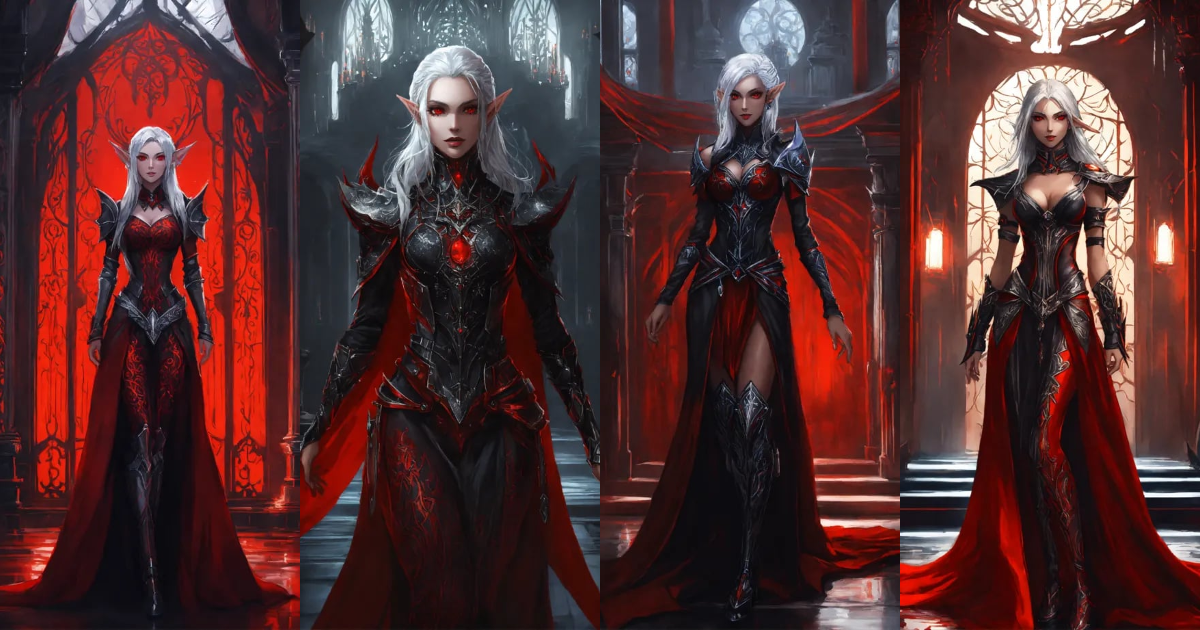 Lexica - Drawing of a dark elf, royalty, sci fi, black and red ...
