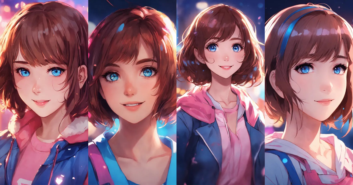 Lexica - Portrait, comic book anime style, bright lighting, pink and ...
