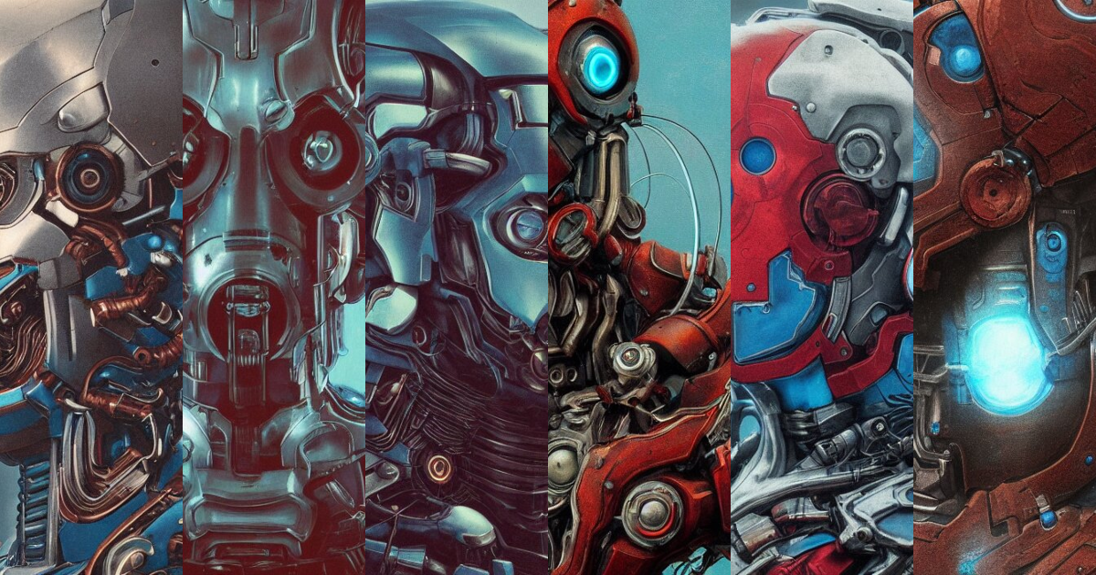 Lexica - Portrait of a cyan ultron from age of ultron, clockwork ...