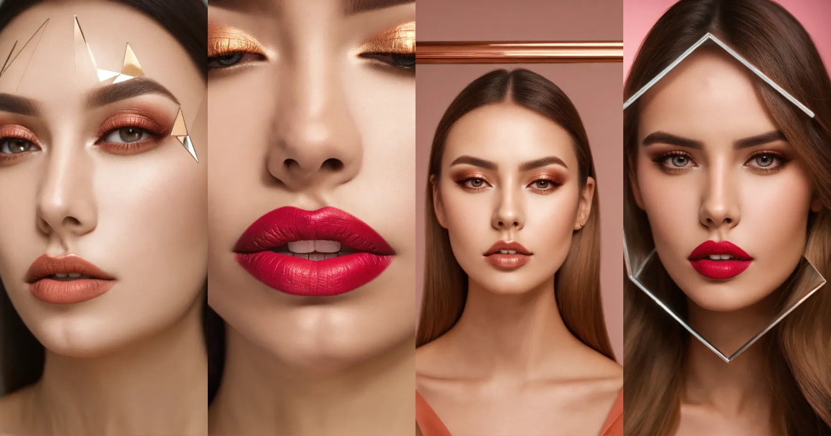 Lexica - Lips makeup in triangle downwards pointed shaped mirror ...