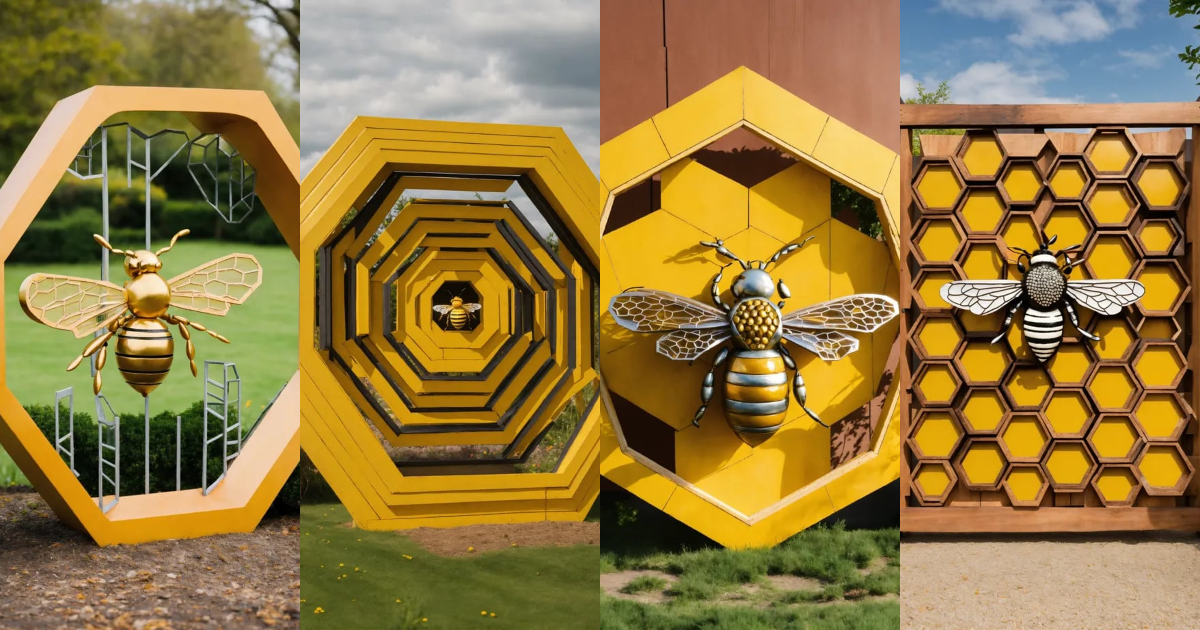 Lexica - Bee sculpture hexagon gate design