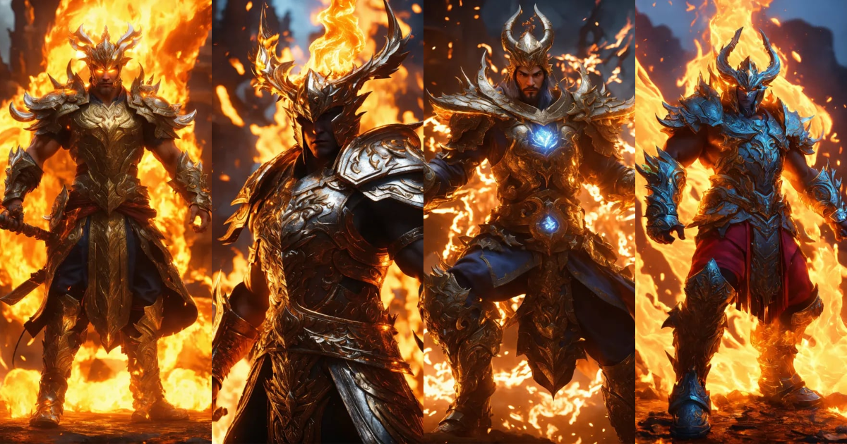 Lexica - "legendary fire god" striking "legendary lightening god ...