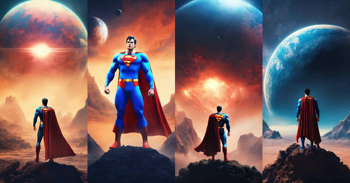 Lexica - Superman on a different planet, 2D render, standing ...