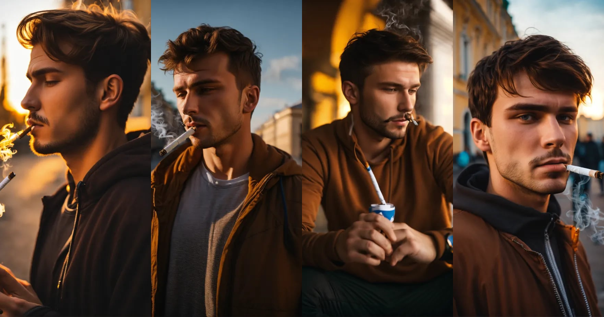 Lexica - Russian man with brown hair in a athleisure wear, smoking a ...