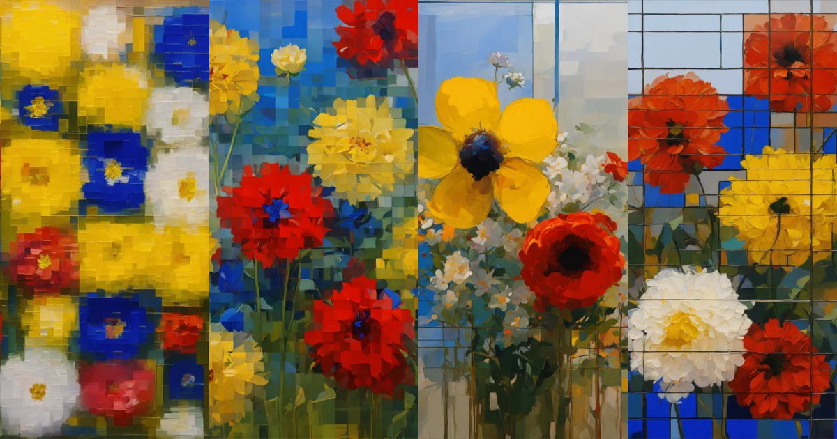 Lexica - Flowers, oil painting, transparent, in style, generative art ...