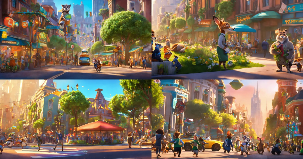 Lexica - A animal city with bright colors, talking animals ...
