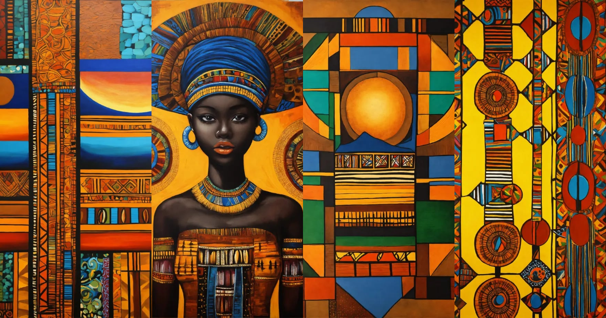 Lexica - Traditional African style abstract fine art painting with ...