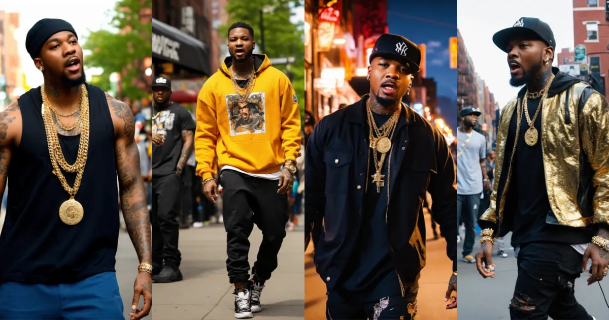 Lexica - Full body shot black battle rapper "Loaded Lux" walking in ...