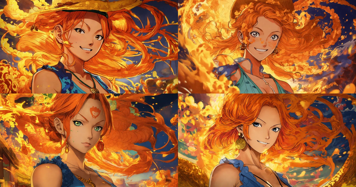 Lexica - Create an illustration of Nami in the iconic style of Eiichirō ...