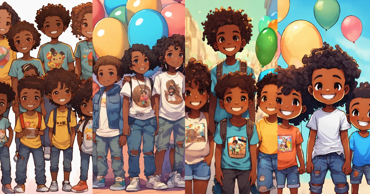 Lexica - The kawaii chibi anime storybook style art, group of smiling 8 ...