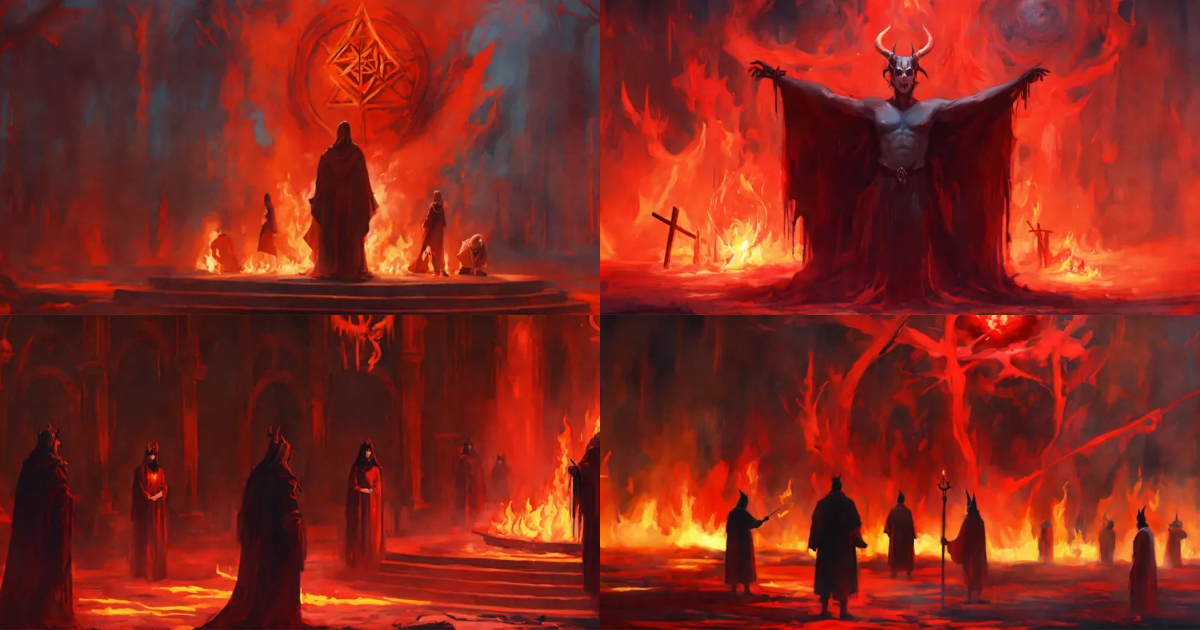 Lexica - Concept art of a satanic ritual, oil painting style, brush ...