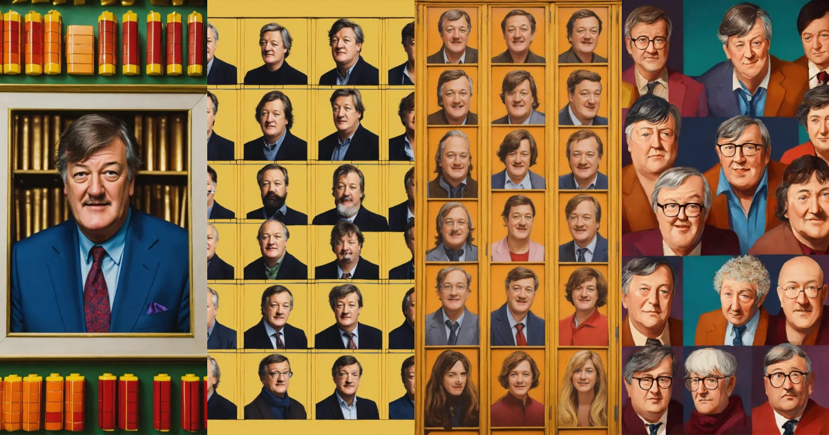Lexica - A game of Guess Who where everyone is identical to Stephen fry