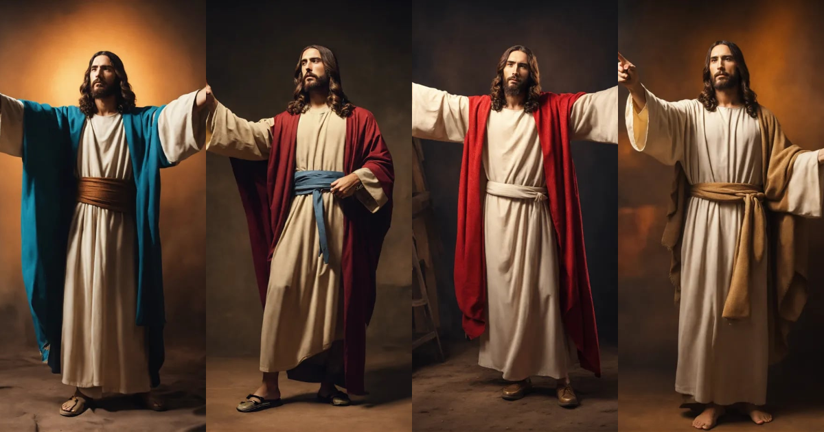 Lexica - Jesus christ in a cool pose, looking funny, pointing at ...