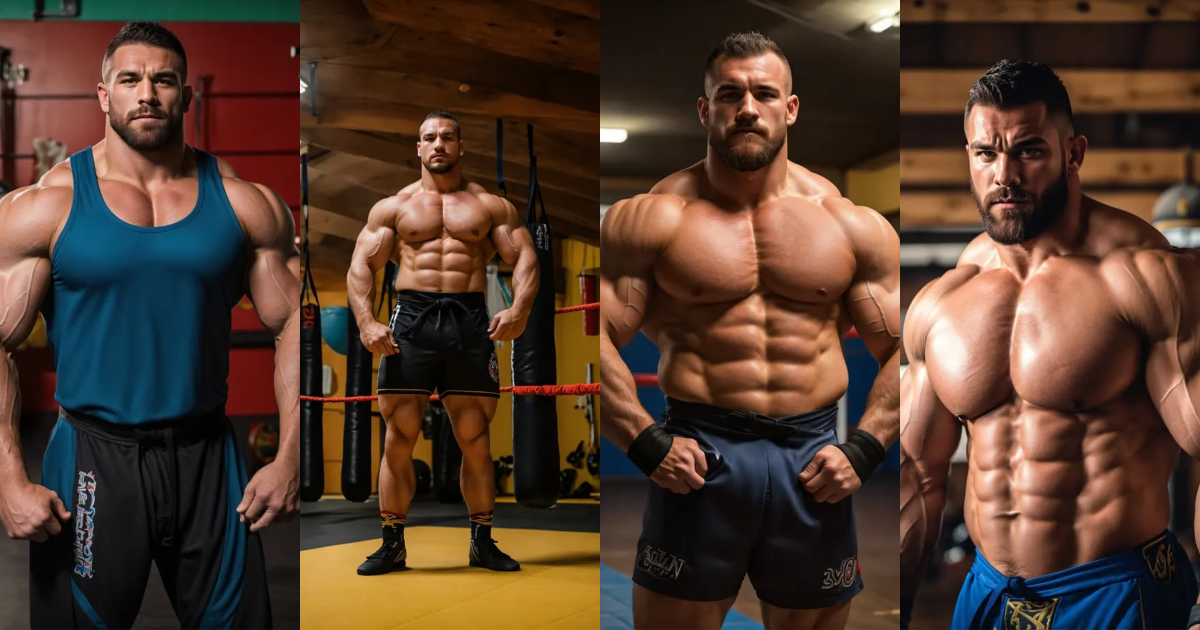 Lexica - 30-year-old wrestler with big muscles in a dojo, bodybuilder ...