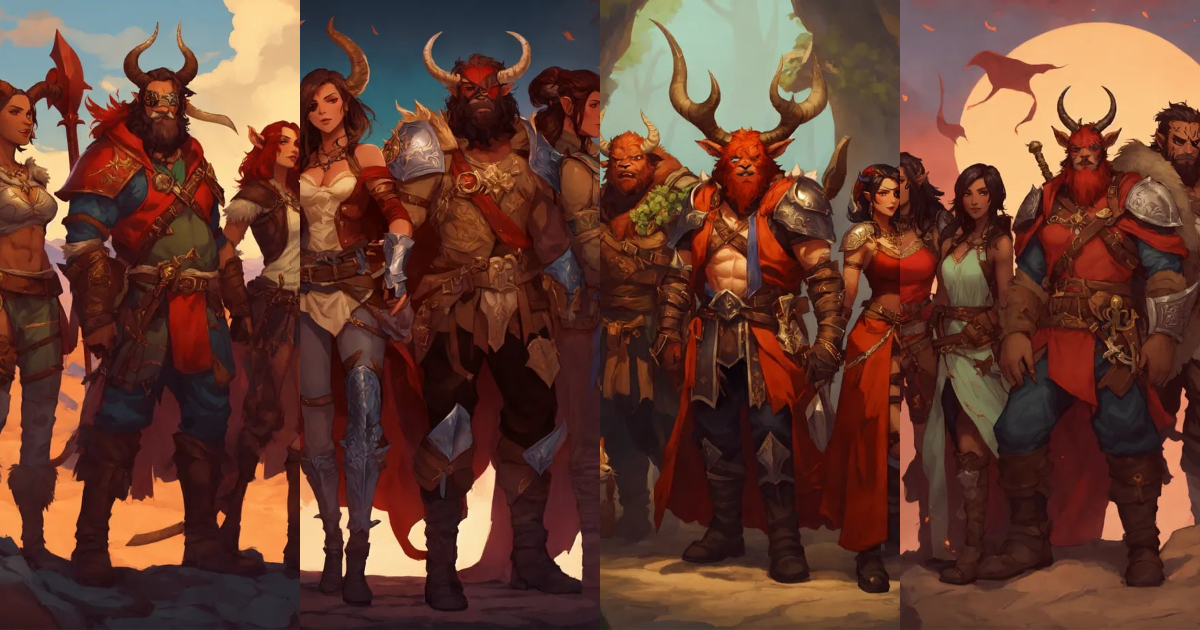 Lexica - An adventuring party stands for a portrait. From left to right ...