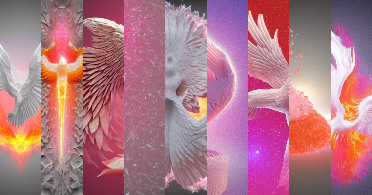 Lexica - White phoenix orange pink salt crystals sharp detail 3d render ...