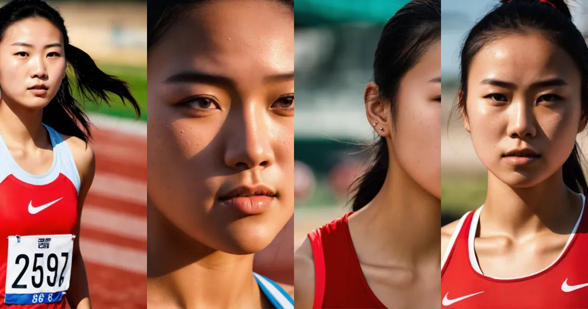Lexica - Mid-day at a track field. Close-up shot of an 18-year-old ...