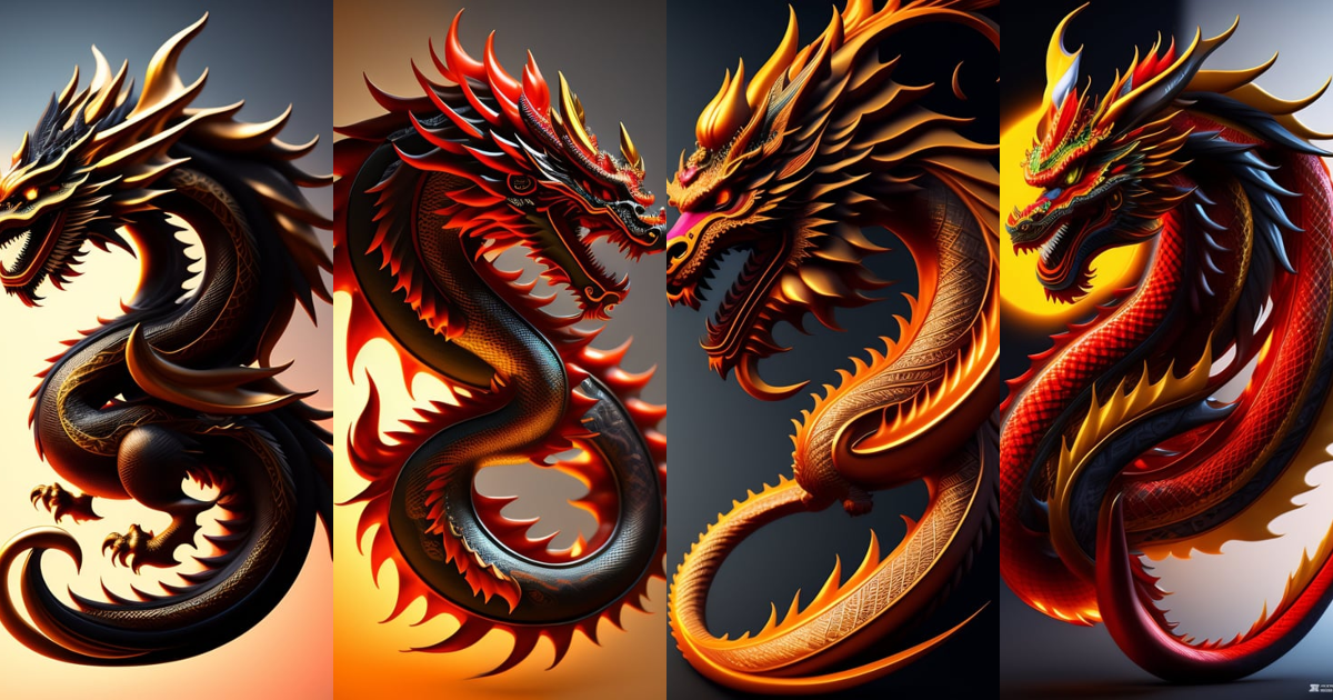 Lexica - A tribal Chinese dragon tattoo by Eiichiro Oda, high poly ...