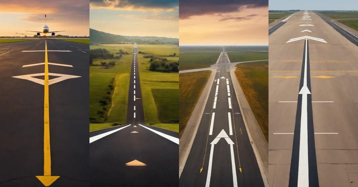 Lexica - Runway in the shape of an arrow, the runway goes up, asphalt ...