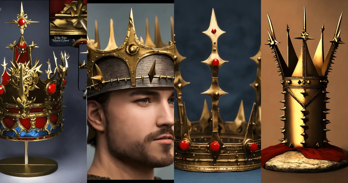 Lexica - Create a crown Medieval king crown with 5 spike in front, it ...