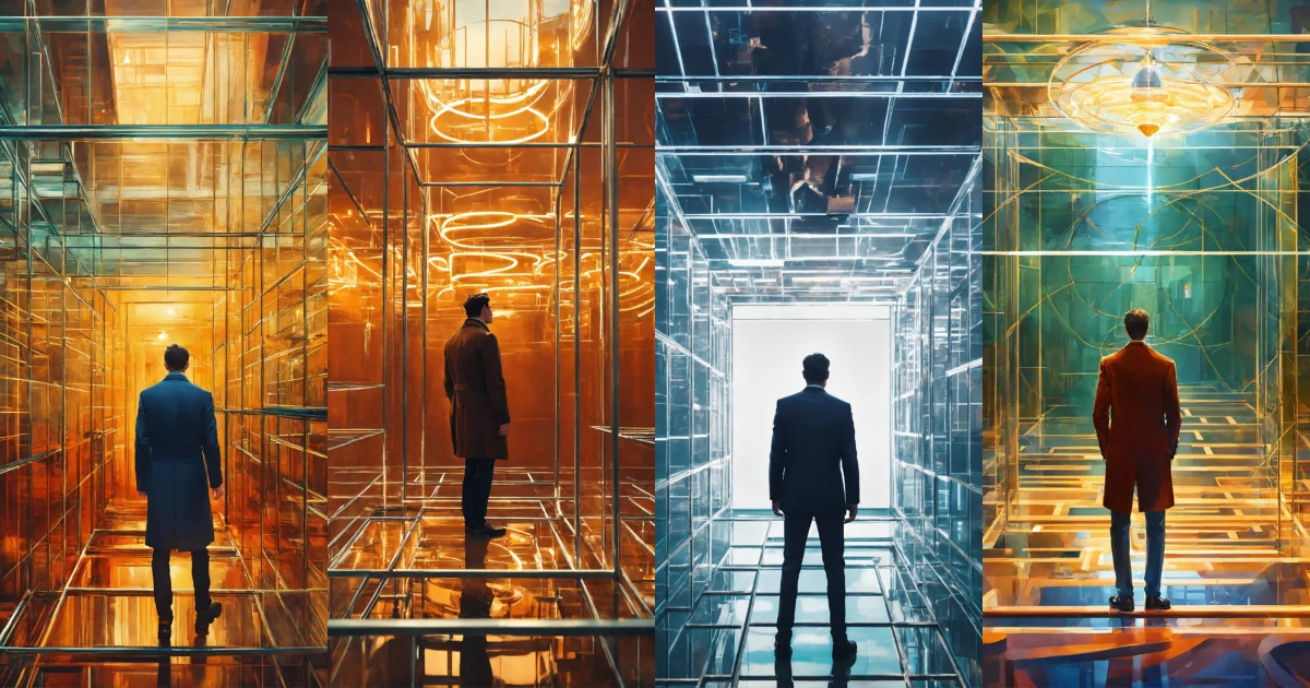 Lexica - Man in the glass labyrinth in modern style game